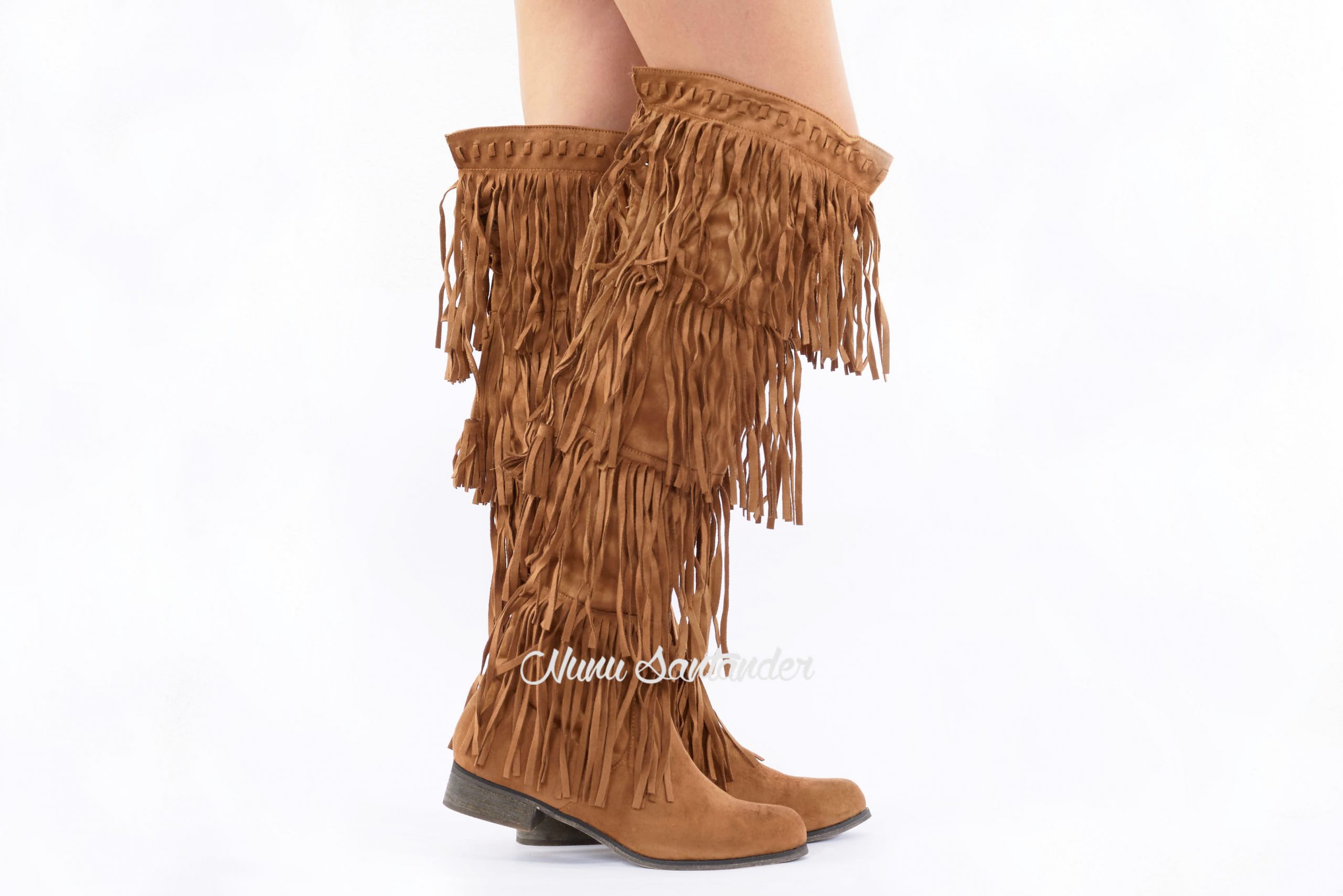 Botas de piel con flecos online. Botas con flecos bohochic