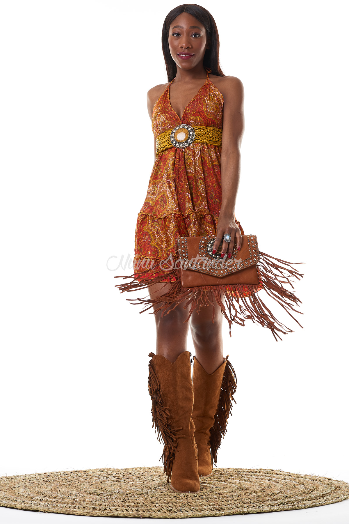 Vestido de seda Nipula Teja - Nunu Santander