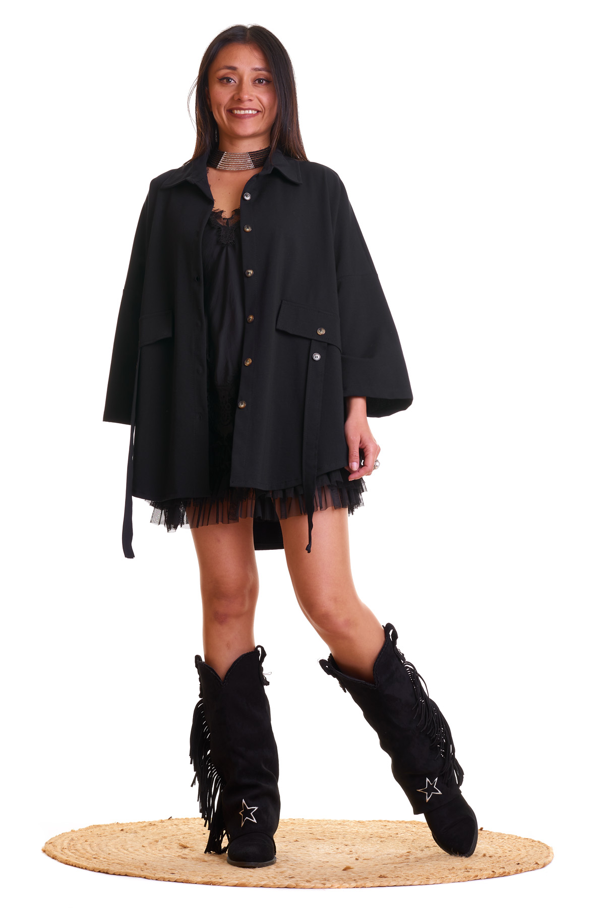 (TARA) Chaqueta Reyes Negra Outlet - Nunu Santander